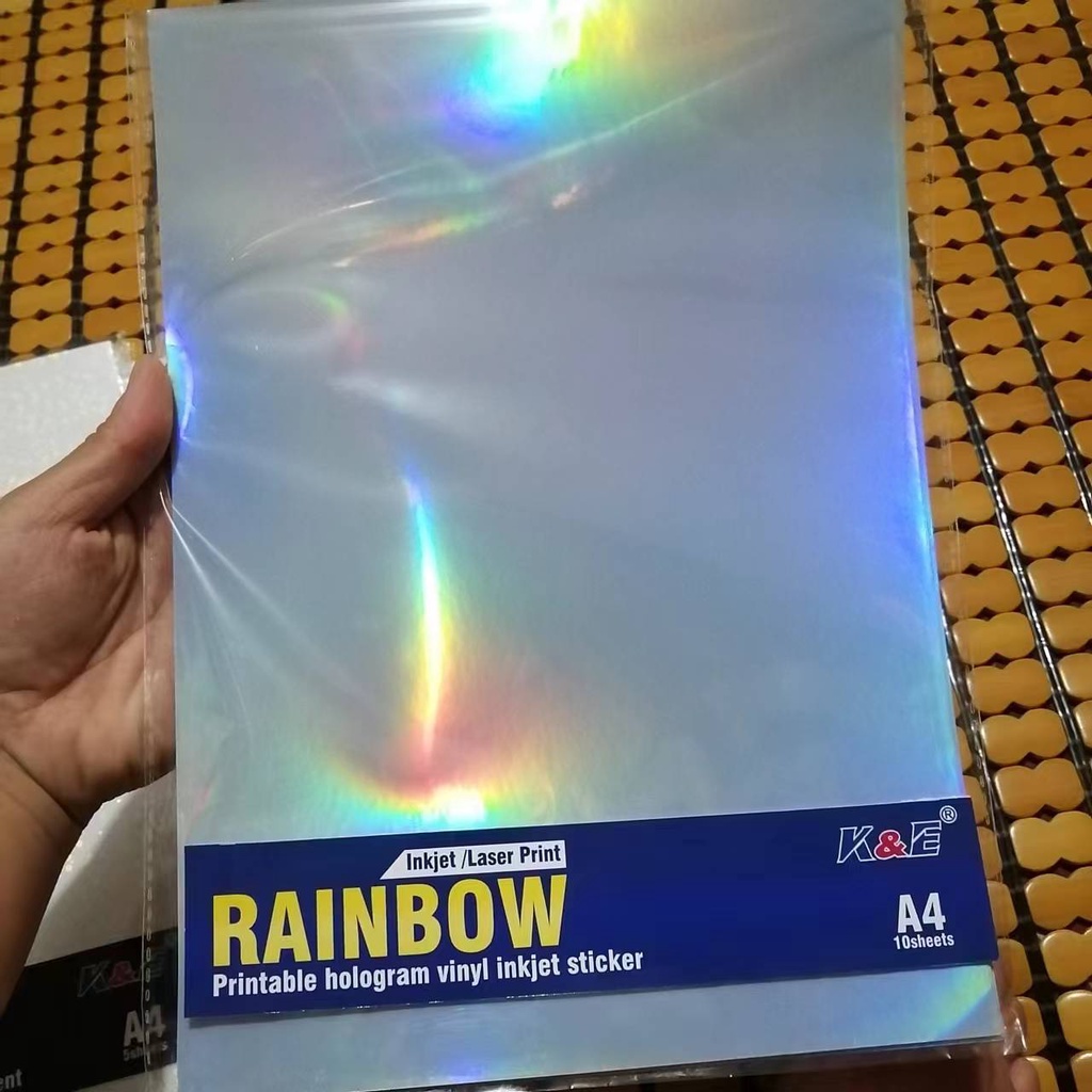 (waterproof)K&E Printable A4 Size Hologram rainbow vinyl sticker Paper ...