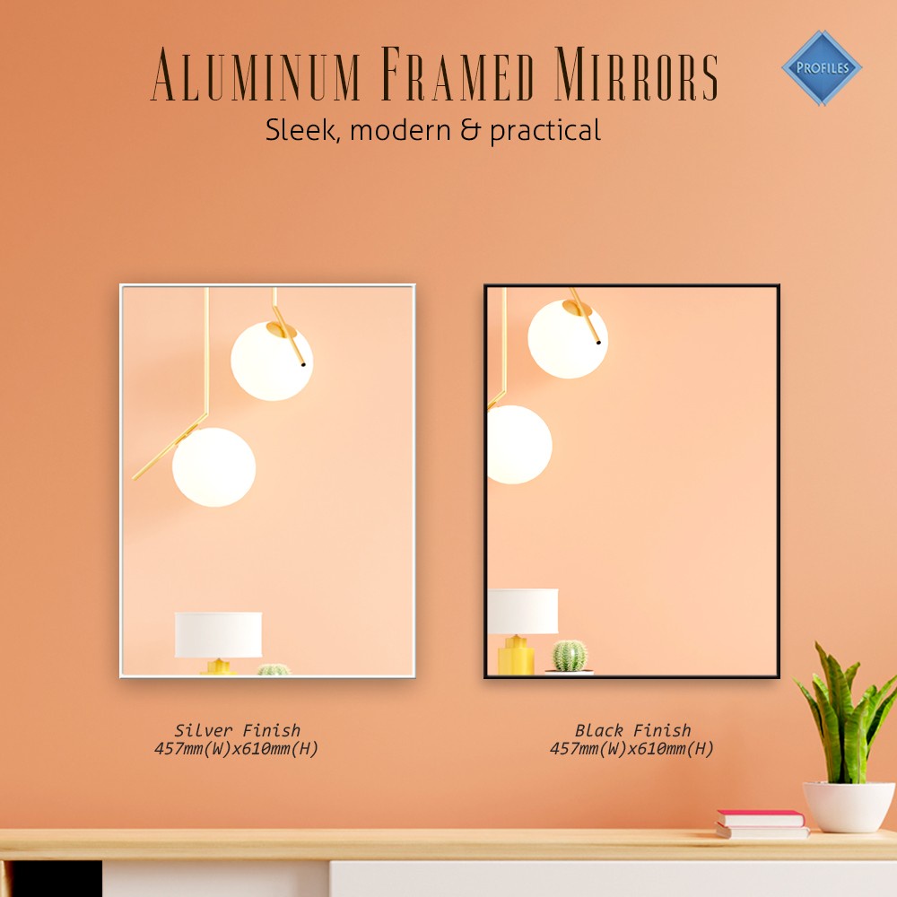 PROFILES Home Bathroom Aluminum Framed Mirror Rectangular (Black ...