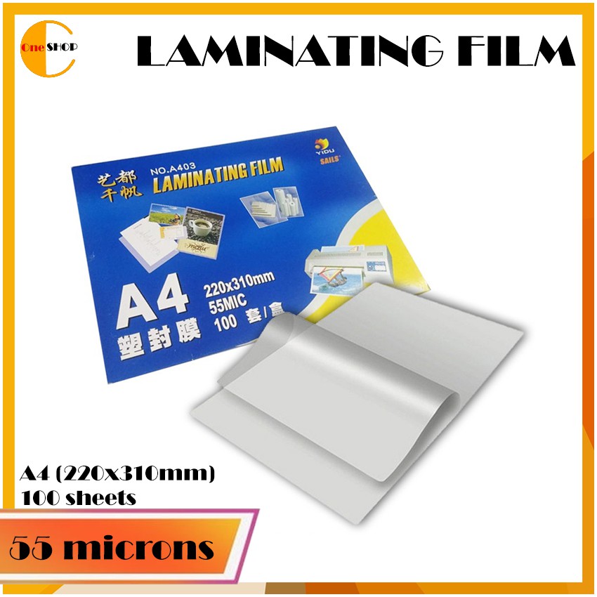Laminating Film A4 220x310mm 55 microns (100 Sheets) NO.A403/NO.A406/NO ...