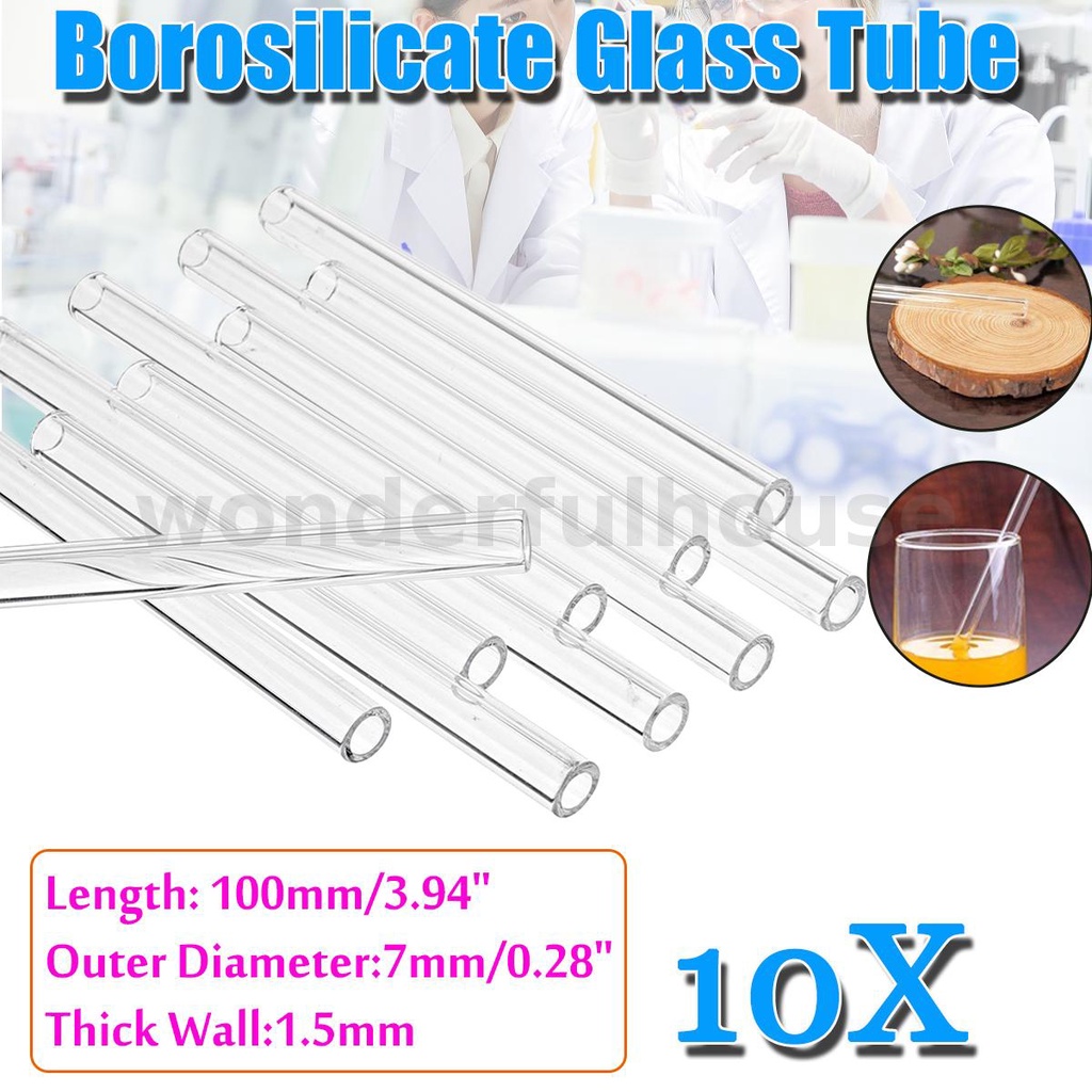 10Pcs 100mm OD 8mm 1.5mm Thick Wall Borosilicate Glass Blowing Tube ...