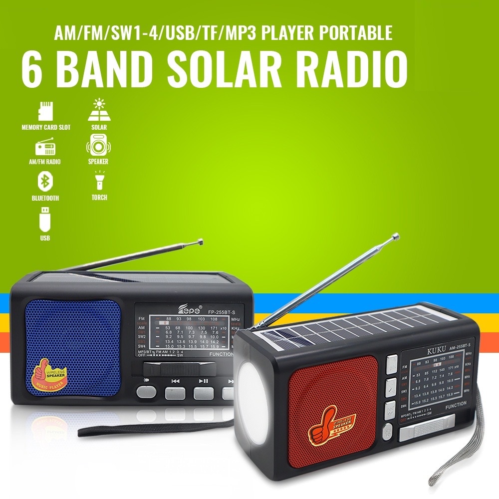 Solar Bluetooth Speaker AM/FM/SW Solar Radio FP-255BTS / AM-255BTS with ...