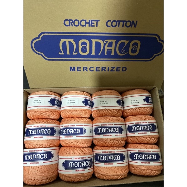3ply (Per BOX )Monaco Mercerized Crochet cotton 12 balls (single color ...