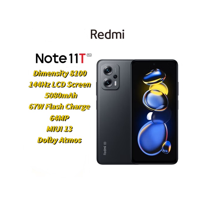 Xiaomi Redmi Note11T Pro 5G Dimensity 8100 144Hz LCD Flagship Straight Screen 67W Fast Charge 5G ...