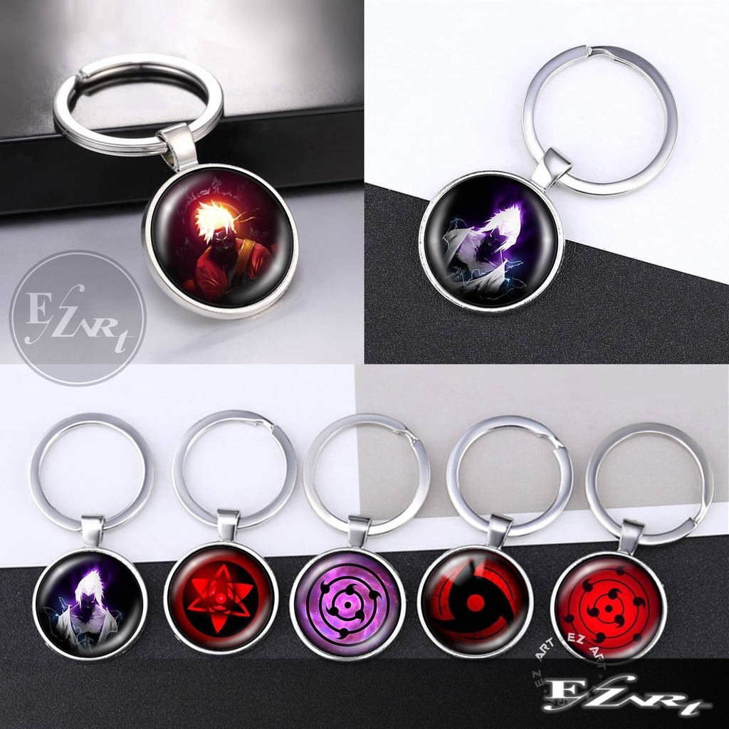 MATA GANTUNGAN NARUTO KEYCHAIN 3D SHARINGAN EYE RINGINGAN EYE ROUND PENDANTS CONVEX GLASS ...
