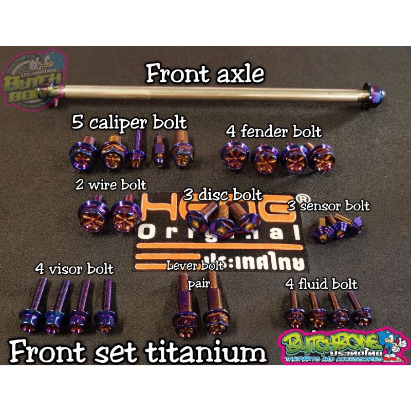 HENG 28pcs. FRONT SET BOLT N-MAX V1/V2-AEROX V1/V2 (TITANIUM FLOWER ...
