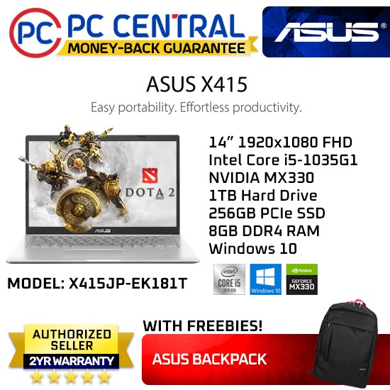Asus X415 (X415jp-Ek181t) 14" Intel Core I5 10th Gen 8gb Ram Nvidia Mx330 256gb Ssd + 1tb Hd ...