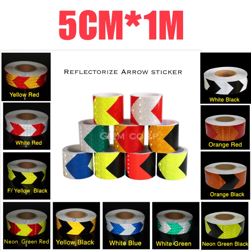 COS Reflectorize Arrow Pattern Reflective Sticker Safety Warning Tape ...