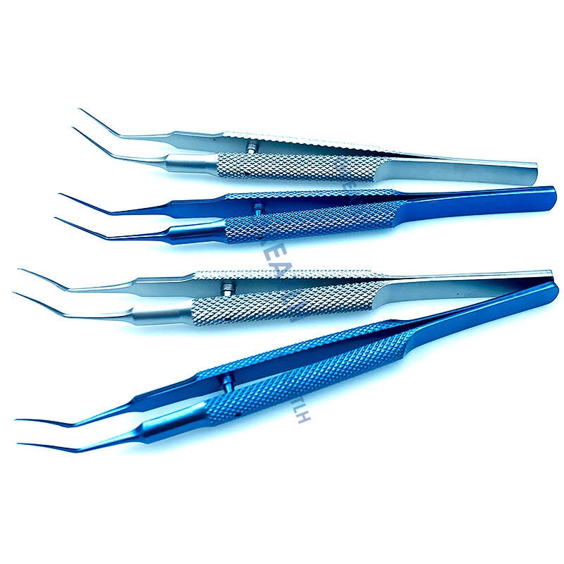 Titanium Utrata Capsulorhexis Forceps Curved Angle 105mm long ophthalmic instrument surgical ...