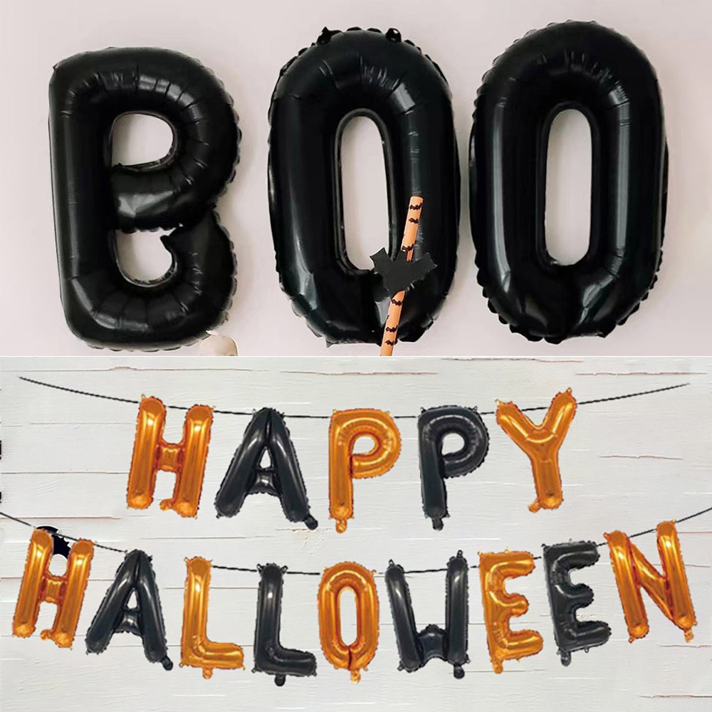 1set 16inch Happy Halloween Boo Letter Foil Balloon Banner Home Bar ...