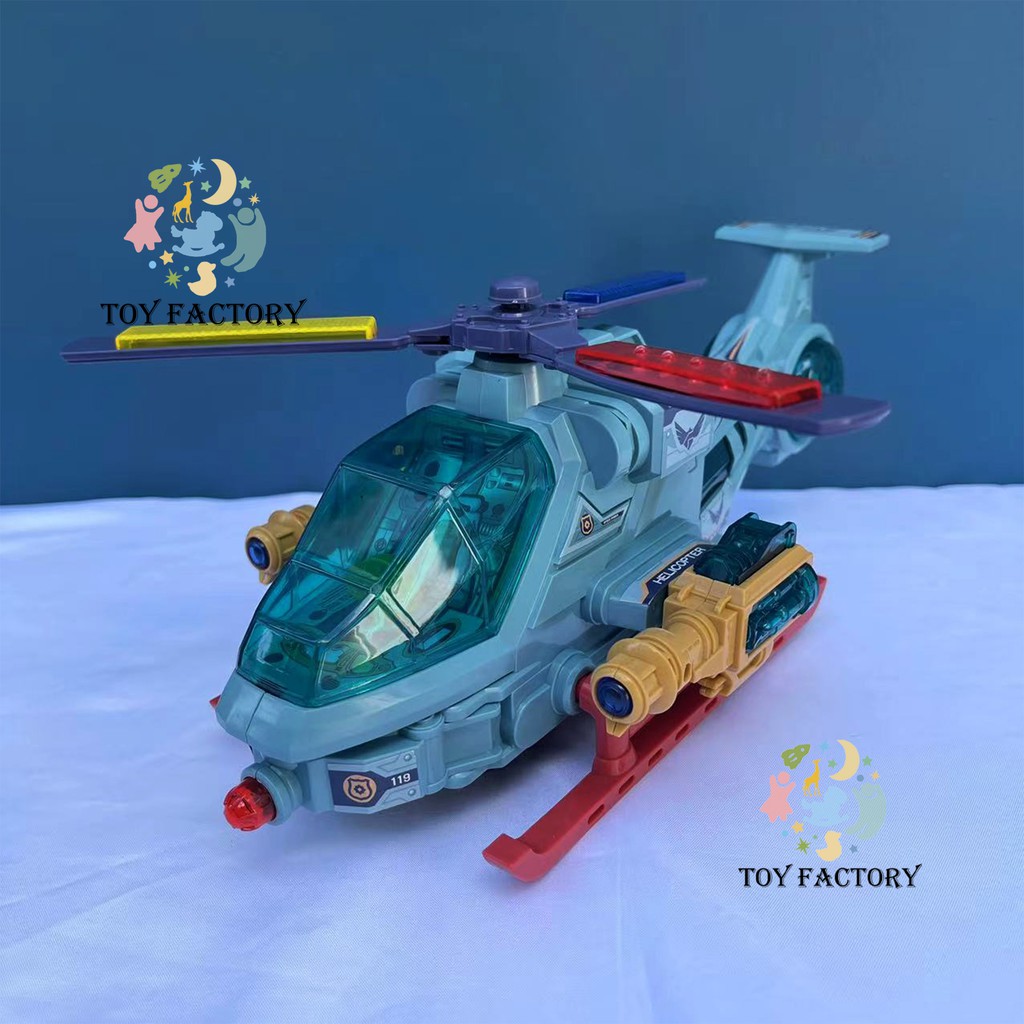 Toy Factory- Battery Operated Rolling Helicopter with lights and sounds ...