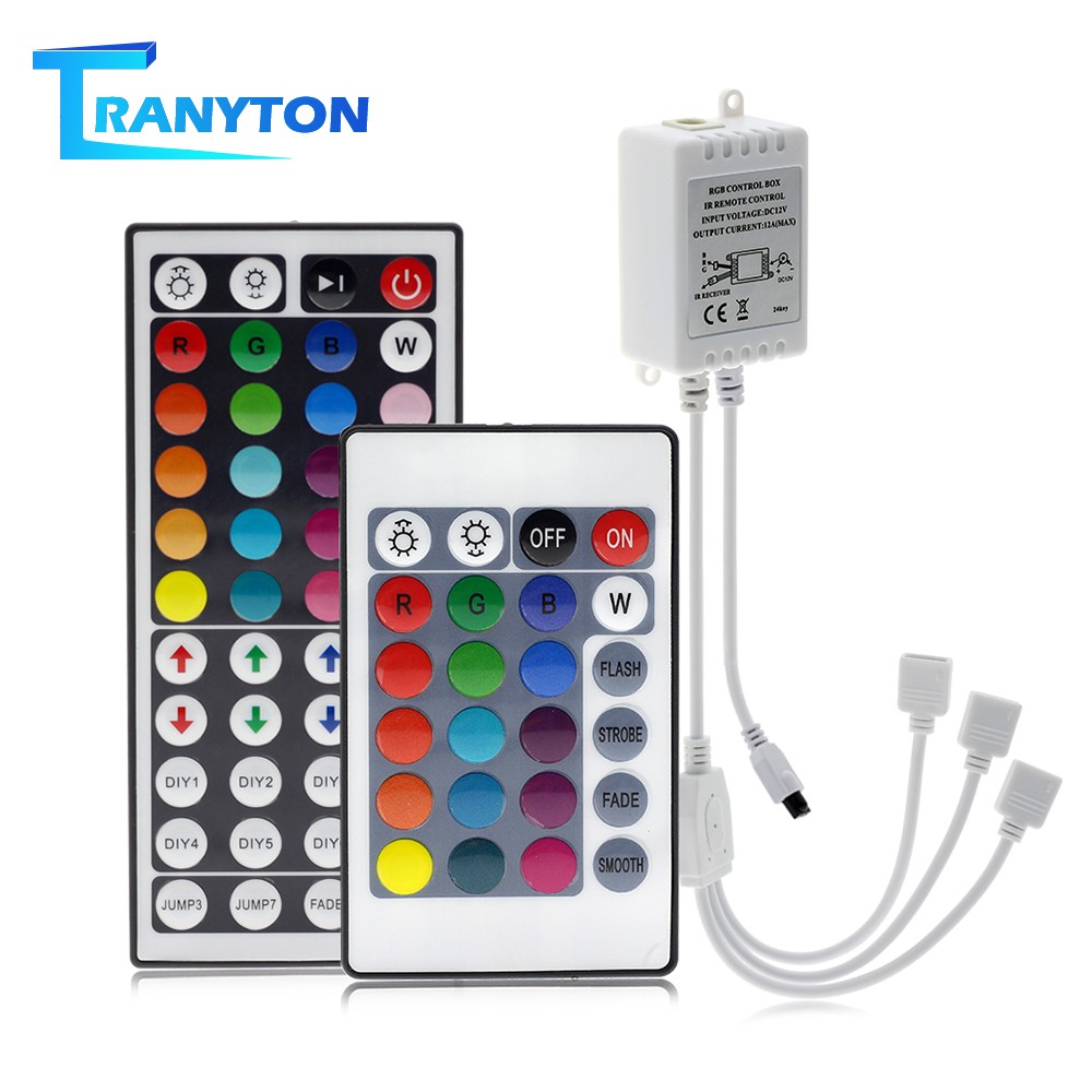 LED RGB Controller DC12V 44 Key / 24 Key IR Remote Controller For 5050 ...