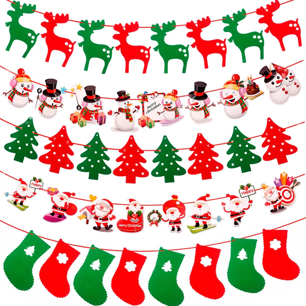 【Ready Stock】Merry Christmas Paper Banner Christmas Decorations For ...