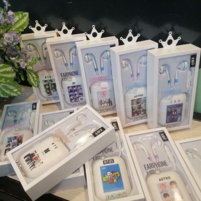 wire headset earphone with pouch kpop BTS TWICE BLACKPINK BT21 | Shopee ...