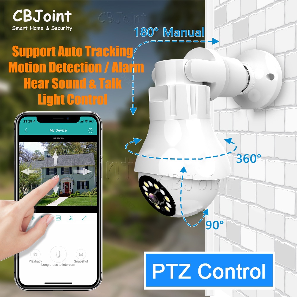 CBJoint CCTV Camera Wifi Connect to Cellphone E27 Led Light Bulb Camera ...