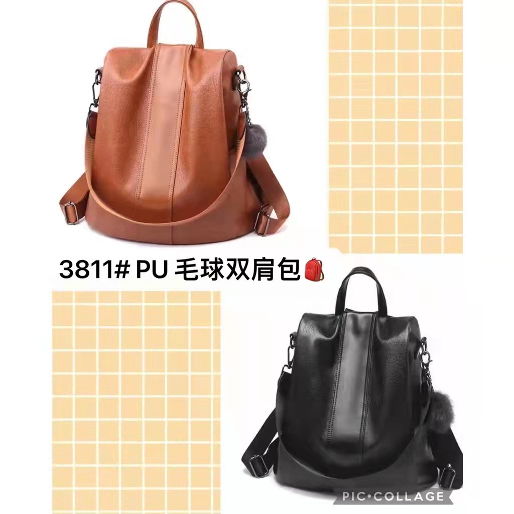 rcs_fashion korean leather backpack with chain | Shopee Philippines