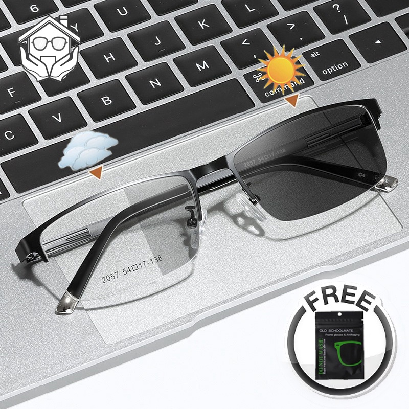 Photochromic Anti Radiation Glasses For Women Men Half Frame Computer ...
