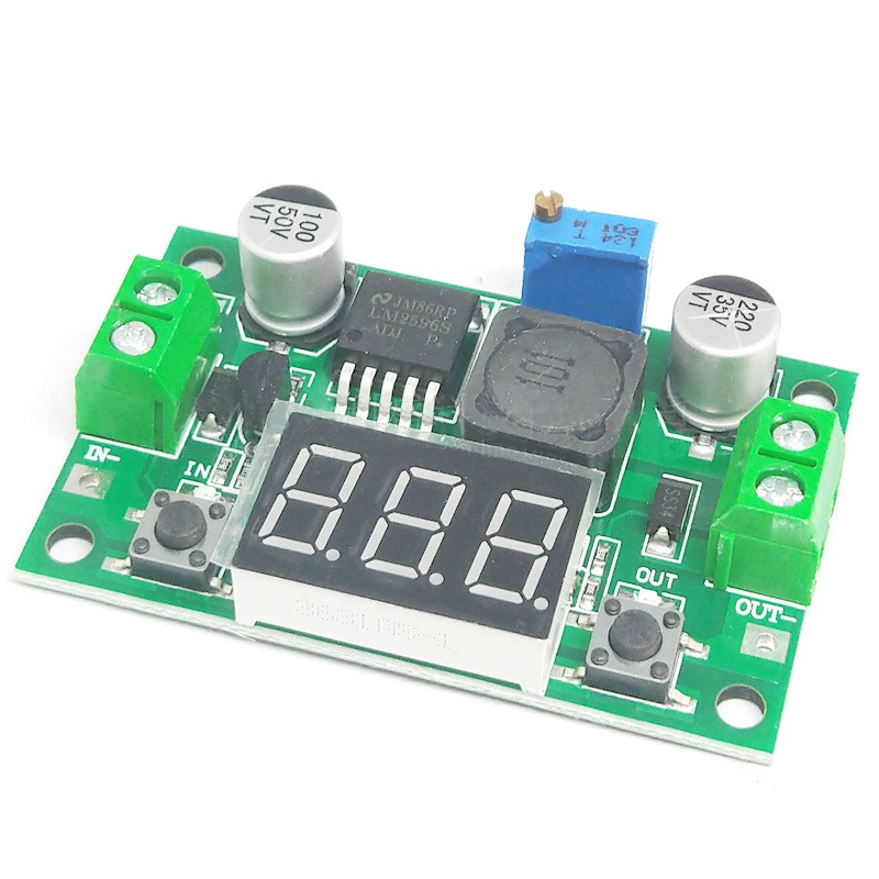 LM2596 DC 4.0~40 to 1.3-37V Adjustable Buck Step-Down Power Module + LED Voltmeter DC-DC Module ...