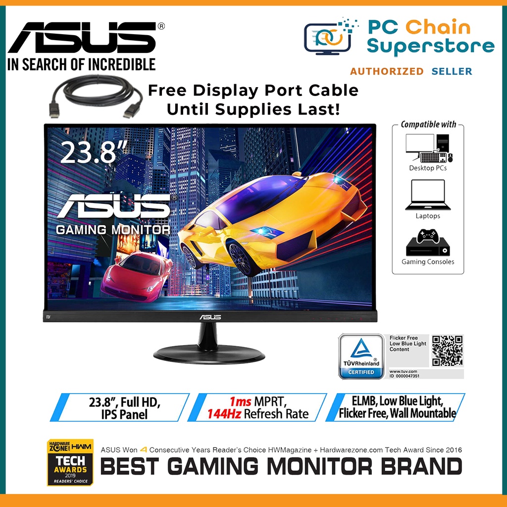 Asus VP249QGR Gaming monitor - 23.8" FHD 144hz 1ms FreeSync Wall ...