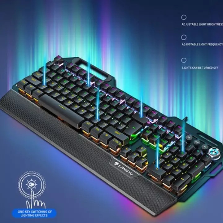 YINDIAO K100 Mechanical Keyboard Rainbow Backlit Full 104-Key With ...