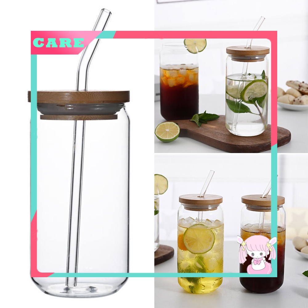 550ml/470ml Glass Cup With Lid and Straw Transparent Bubble Tea Cup ...