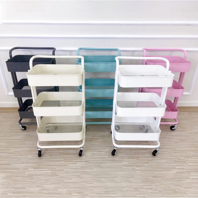 Ikea multi-purpose shelf/3-tier shelf with wheels (With handle ...