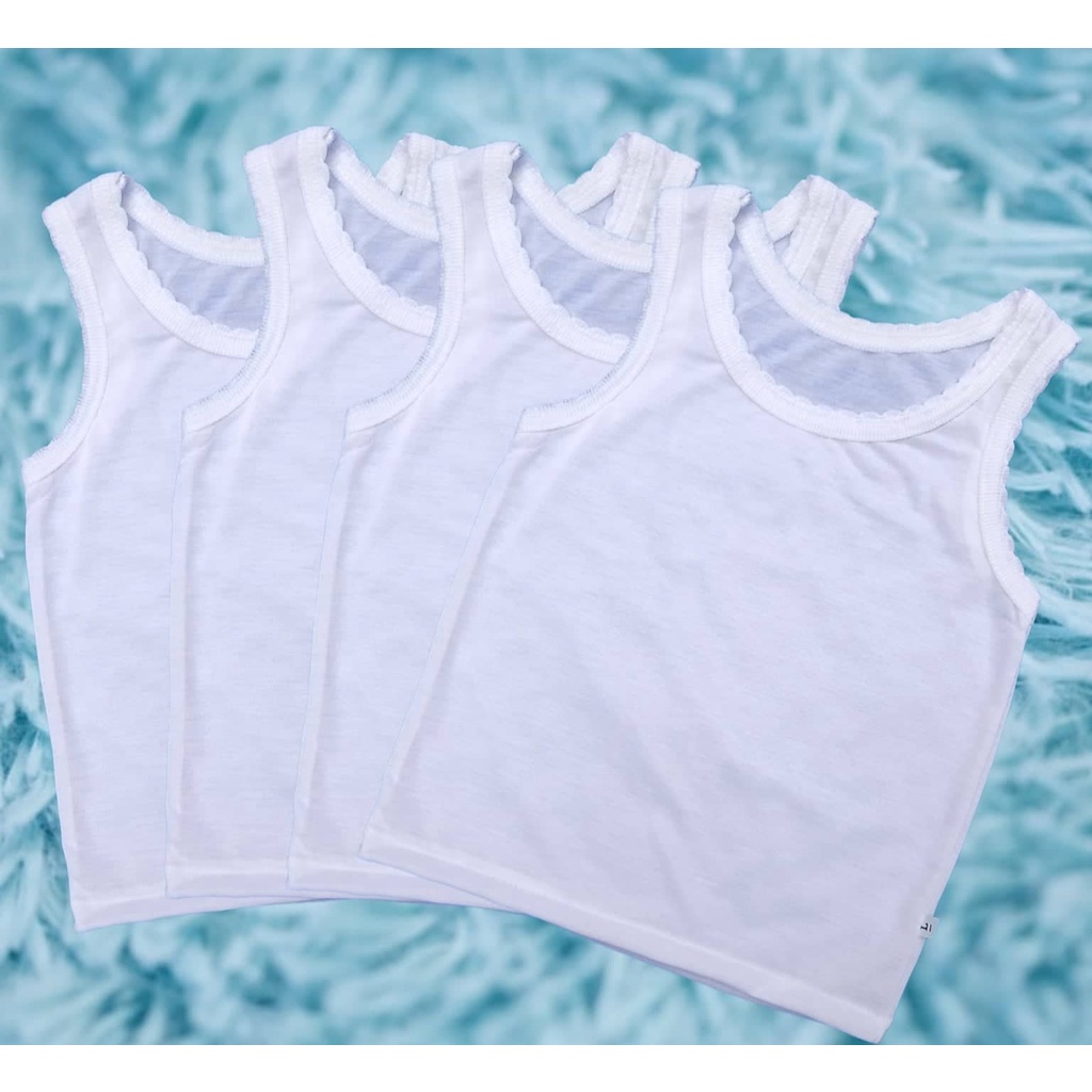 SCALLOP LADY SANDO WHITE INNER WEAR 4-12 YRS OLD | Shopee Philippines