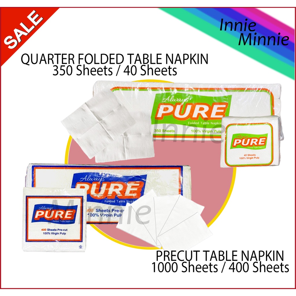 Table Napkin Pre Cut / Quarter Folded 100% VIRGIN PULP | Shopee Philippines