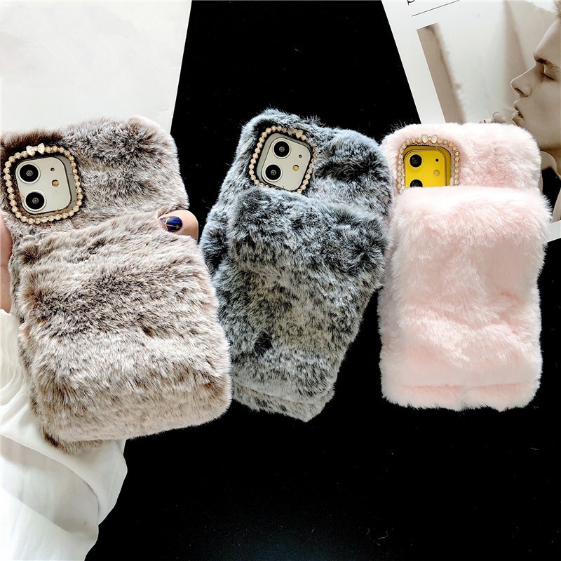 Winter Warm Fluffy Plush Wristband Soft Phone Case For iPhone13 12Mini ...