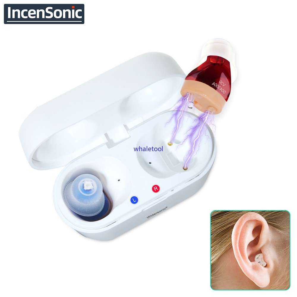 Rechargeable digital ear hearing aid Adjustable amplifier volume ...