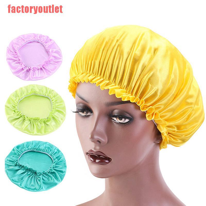 FCPH Satin Solid Sleeping Hat Bonnet Night Sleep Cap Hair Care Bonnet ...