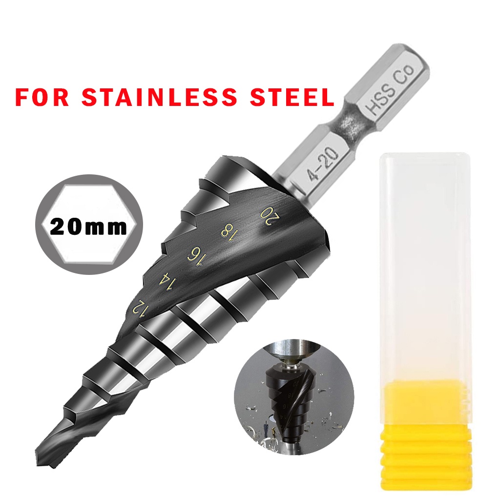 Drill bit for stainless steel，HSS-Co M35 TiAlN Coated Step Drill 1/4 ...