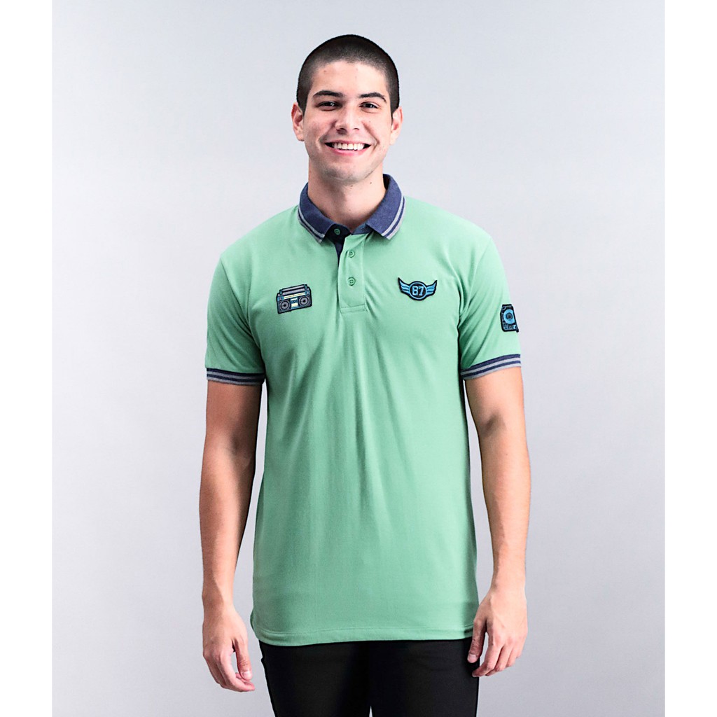 BENCH/ Polo Shirt With Patches - Tonic Green | Shopee Philippines