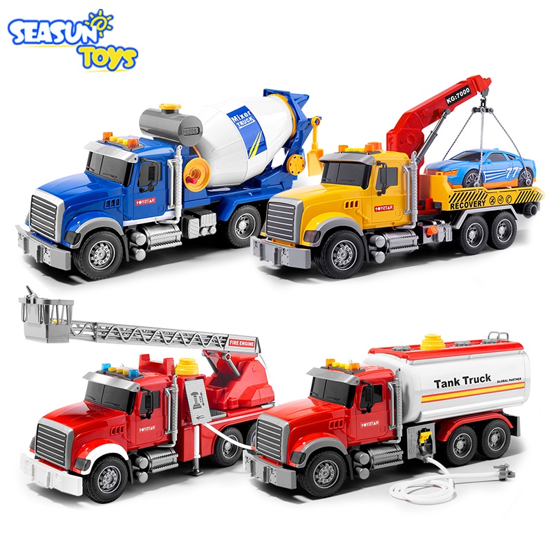SEASUN Large Engineering Vehicle Boy's Toy Car Fire Ladder Truck Road ...