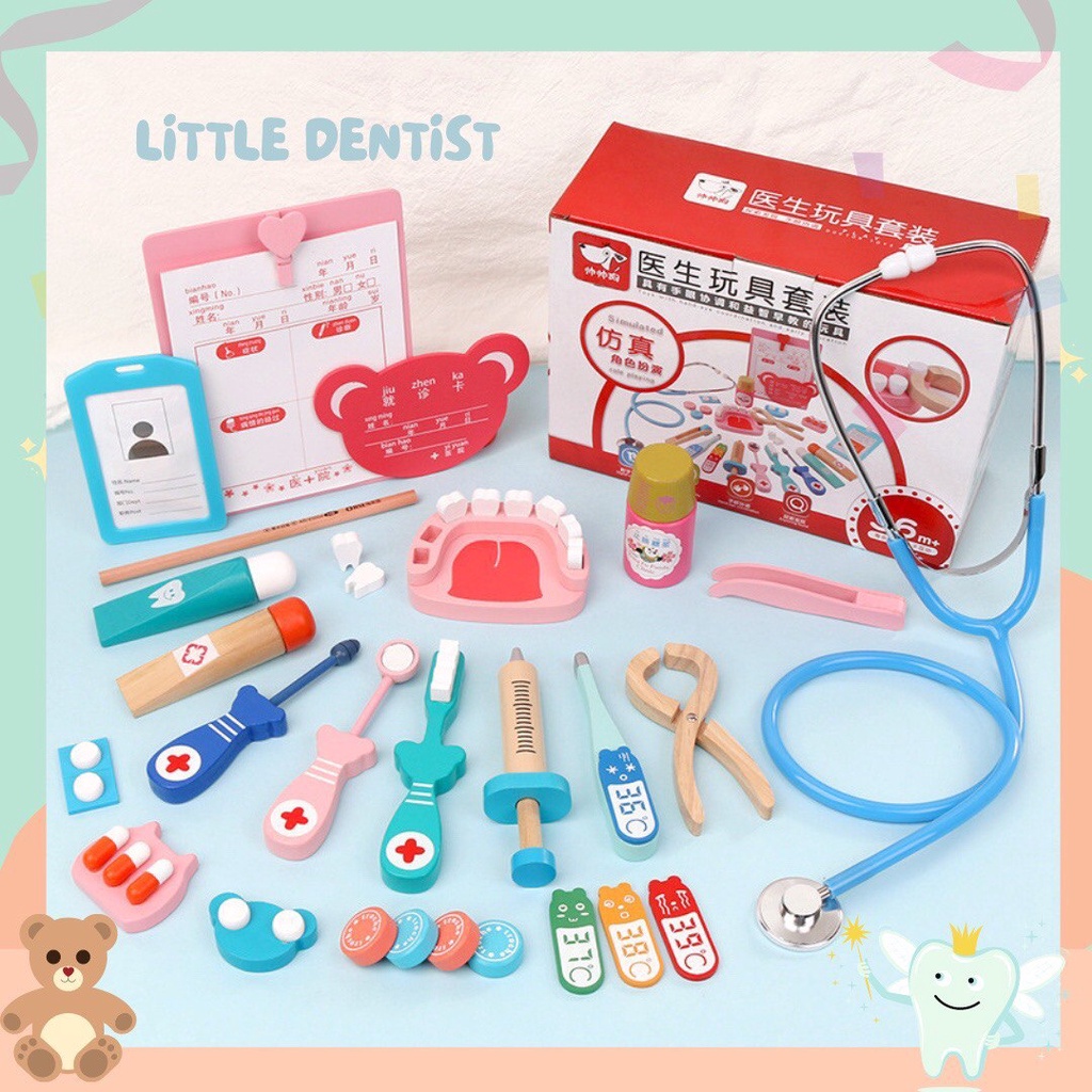 Wooden dental set / Pretend Play Dentist Dentist with tools set ...