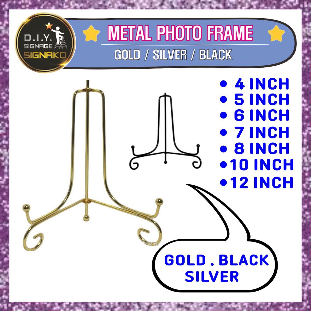 Metal Photo Frame Stand / Pedestal Picture Holder Art Acrylic Display ...
