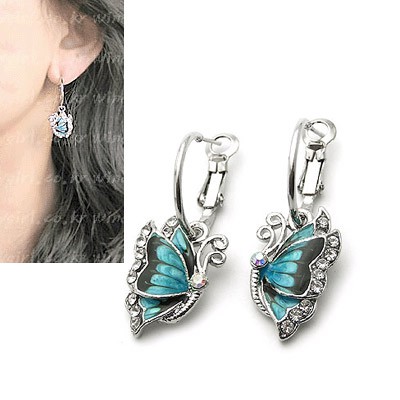 Blue butterfly loop earring (ELP075-001) | Shopee Philippines