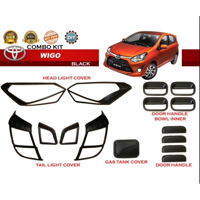Toyota Wigo Garnish Combo Set Cover Sticker Black | Shopee Philippines
