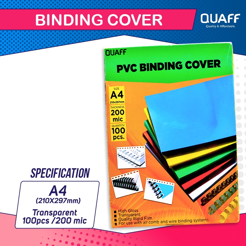 Short/A4/Long QUAFF PVC Binding Cover 200Micron (50pcs) - 250Micron ...