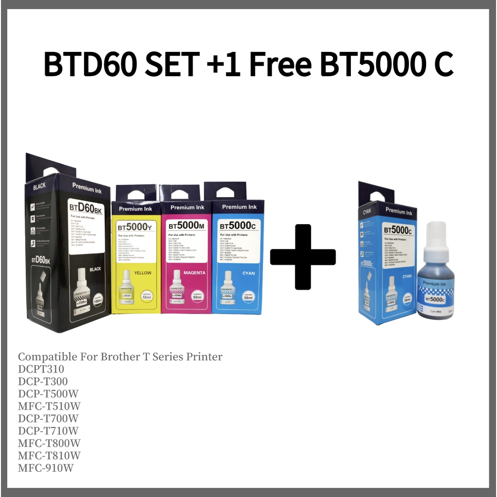 BUY 4 GET 1 Brother Ink BTD60 BT6000 BT5000 Compatible For Brother DCP ...