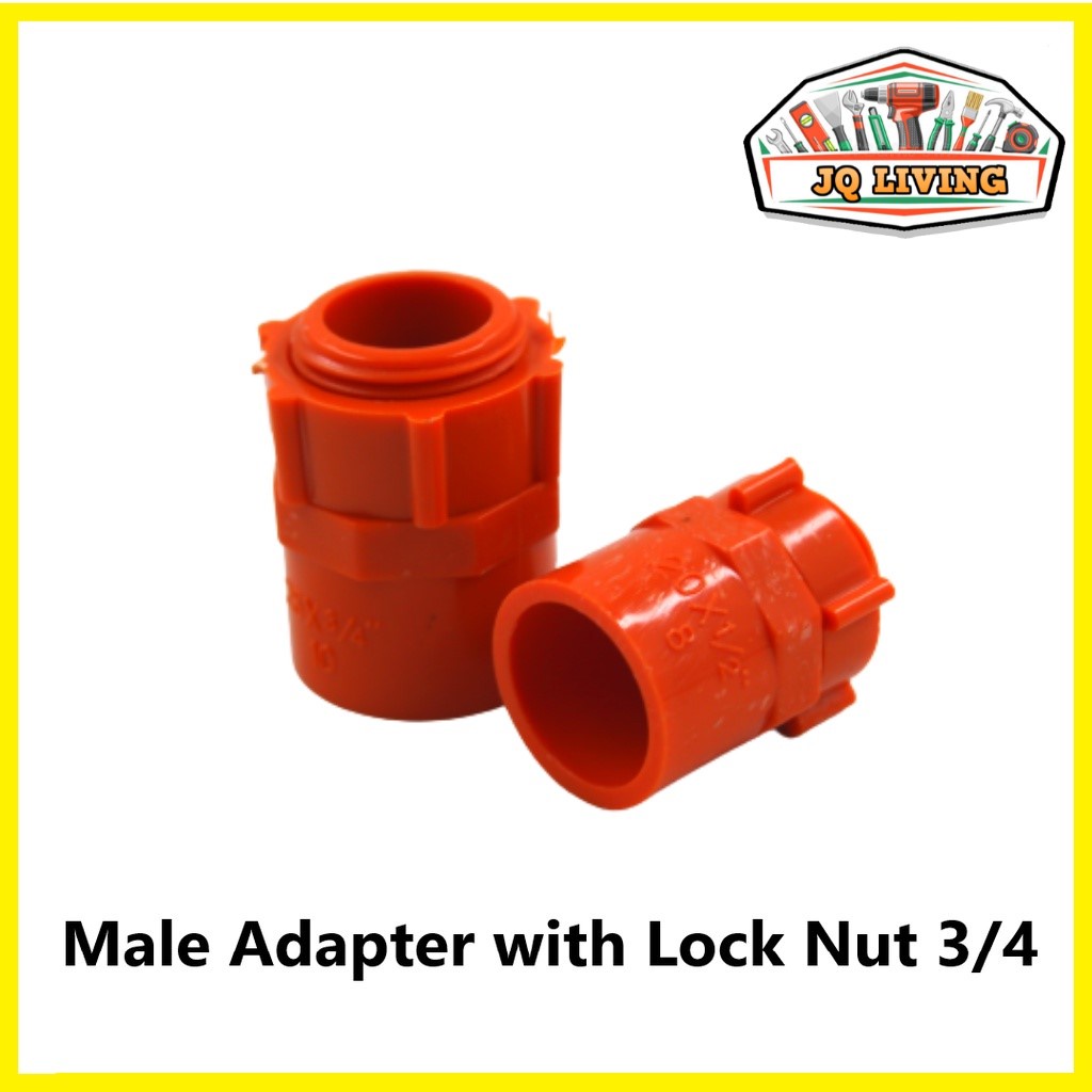 PVC Orange Male Adapter with Lock Nut 1/2" 3/4" 1" Connector For ...