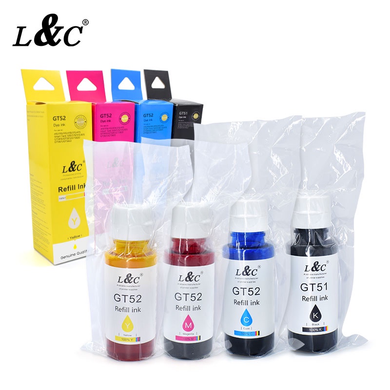L&C Refill GT51 GT52 Ink Set Dye Ink For HP Inkjet Printer GT5810 5820 ...
