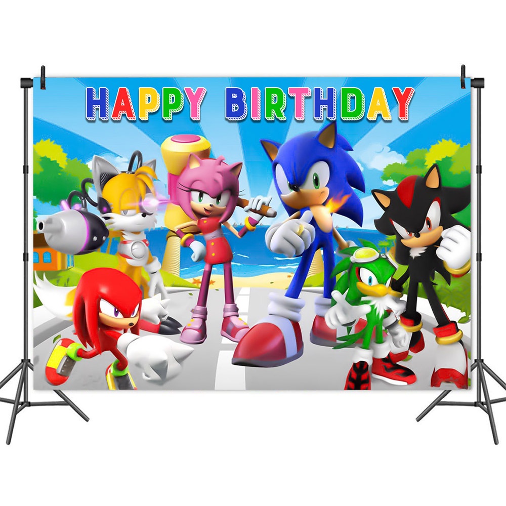 Sonic The Hedgehog Theme Cartoon Photography Background Cloth Party ...