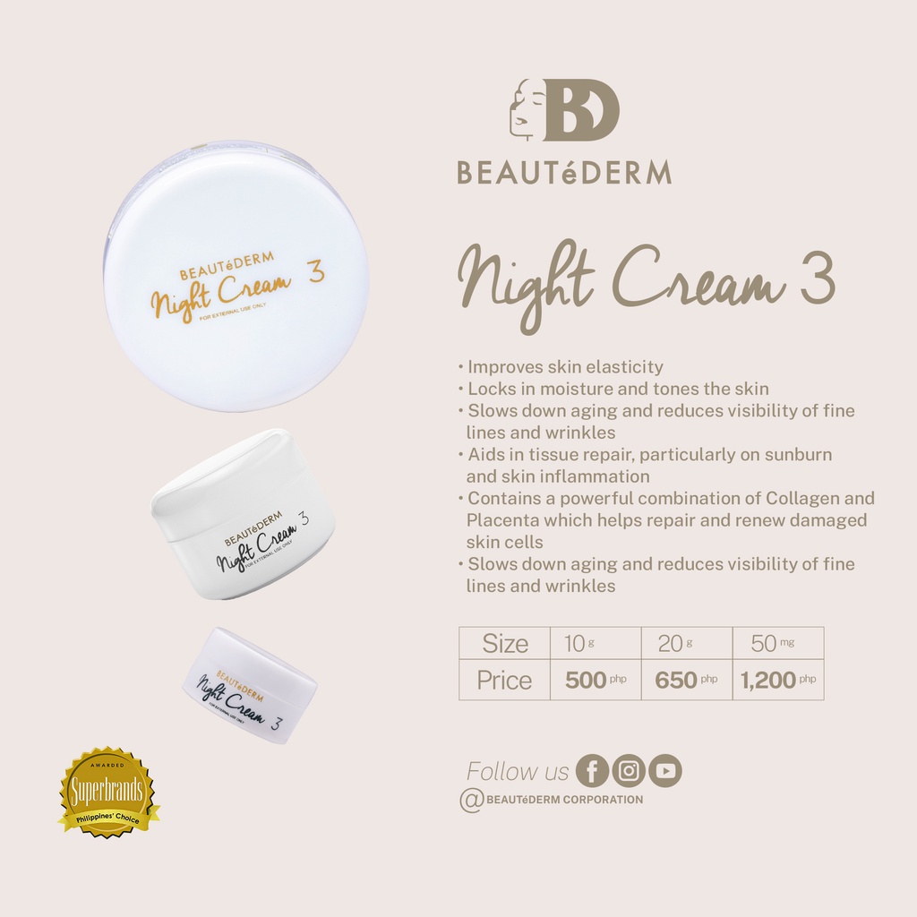 Beautederm Night Cream 3 (Anti-Aging) Collagen Anti-Aging Cream 20g ...