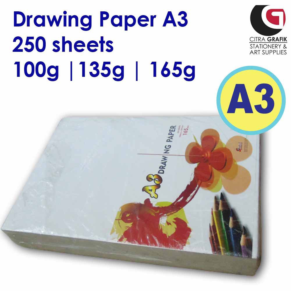 Drawing Paper A3 Drawing Block 250 Sheets Kertas Lukisan A3 100gsm ...