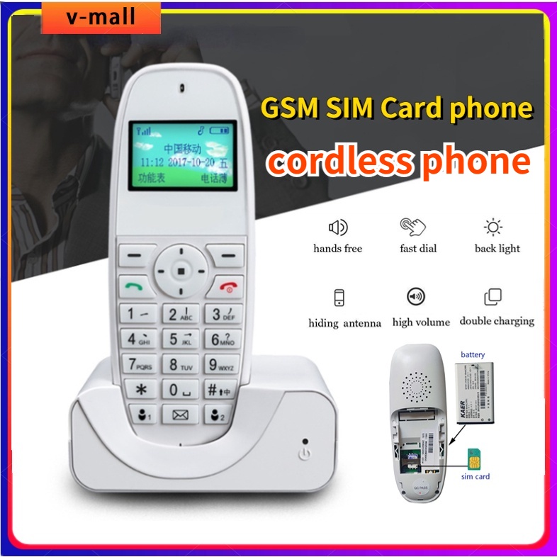 Cordless Phone SIM Card Calling ID Handsfree Calling Cordless Phone GSM ...