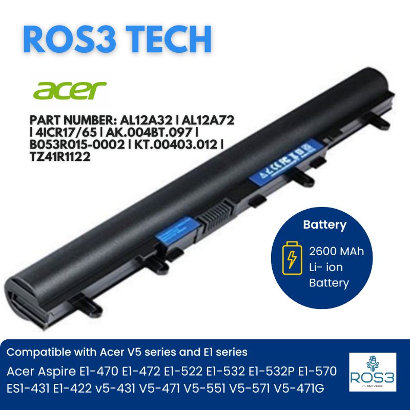 battery for Acer aspire es14 ES1-431 V5-471 V5 531 V5-431 | Shopee ...