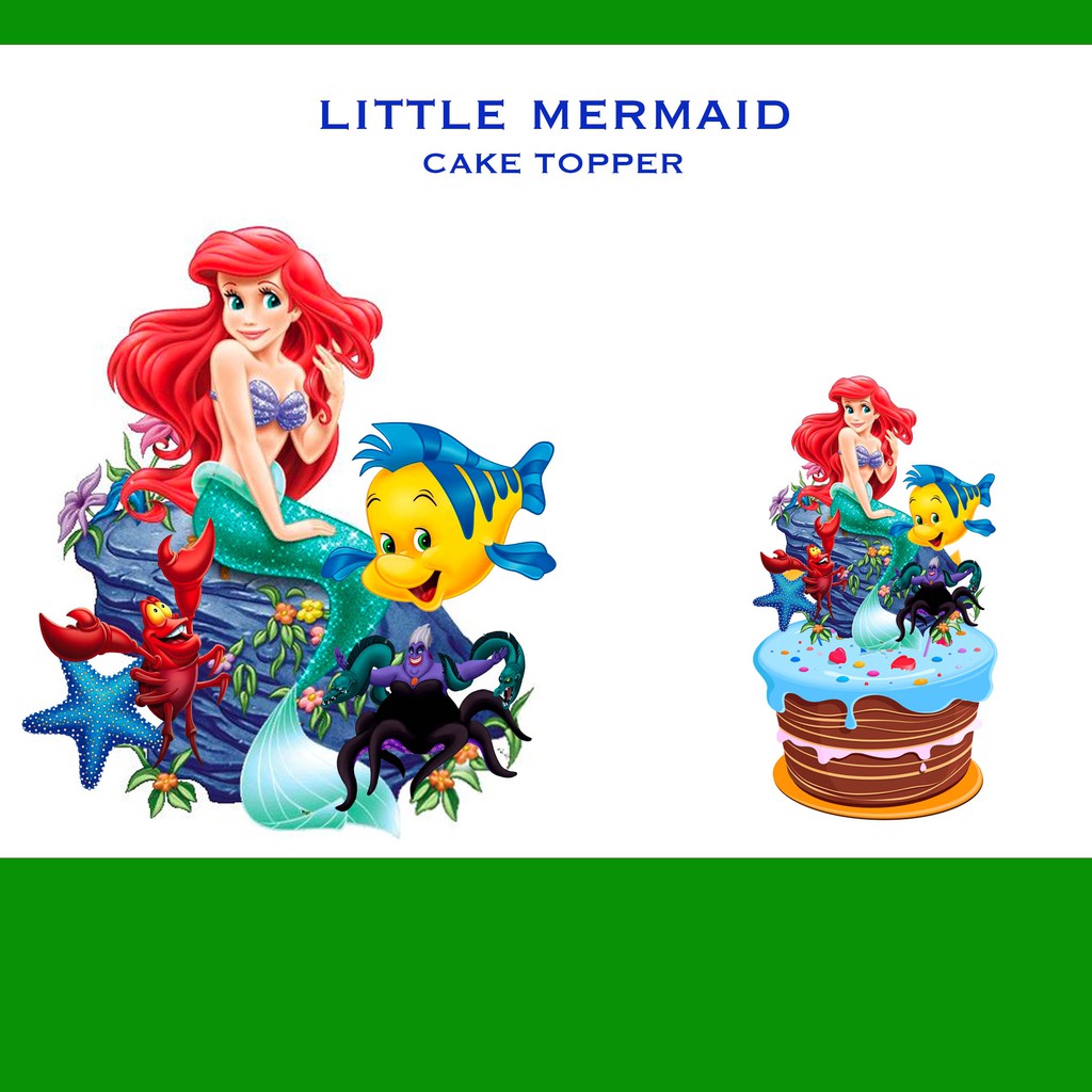 LITTLE MERMAID Cake Topper Party Set Banner Cupcake Toppers Balloons ...