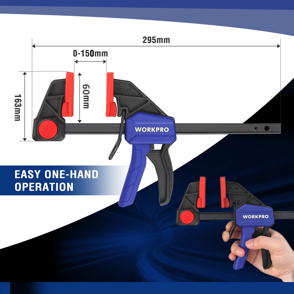Workpro 2 Pieces Workpiece Clamp 6 "F Hand Clamp Heavy Duty F-Clamp ...