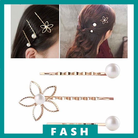 3Pcs Hairpin Set Hairclip Model Hairpin Barrette Korean Pearls C1 ...