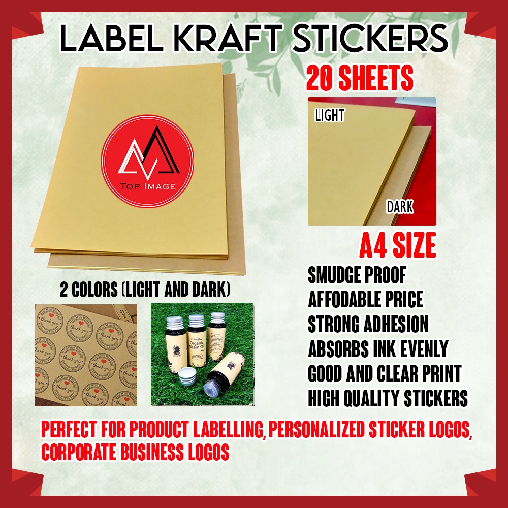 Kraft Sticker Paper A4 ( dark & light ) 150Gsm 20Sheets Per Pack ...